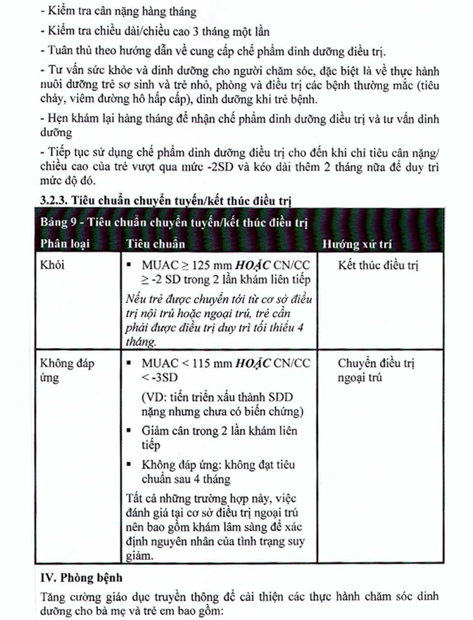 Chẩn đoán và điều trị bệnh suy dinh dưỡng cấp tính ở trẻ em từ 0 đến 72 tháng tuổi